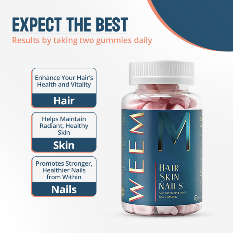WEEM Hair Skin Nail Vitamin Gummies with Biotin